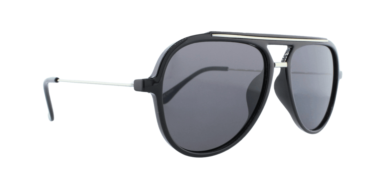 Baron - Polarized Modified Aviator Black w/ Silver (Smoked) — Sunglass ...
